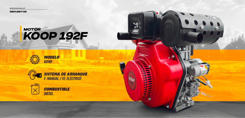 Motor Koop 192F Diesel para Mini Excavadora - BURUZU MOTORS
